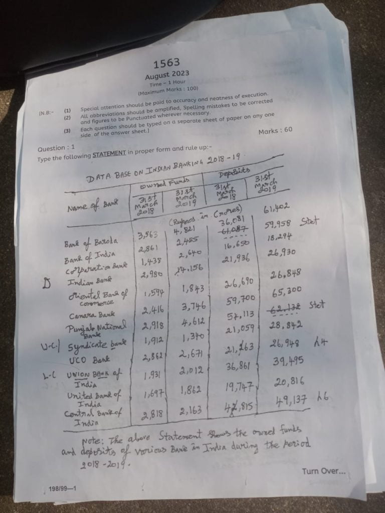 typewriting exam Agust 26-08.2023 All question paper 2023 pdf download